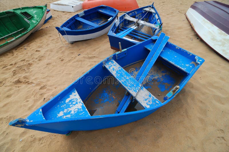 Colored boats stock photo. Image of beach, port, blue - 12021300