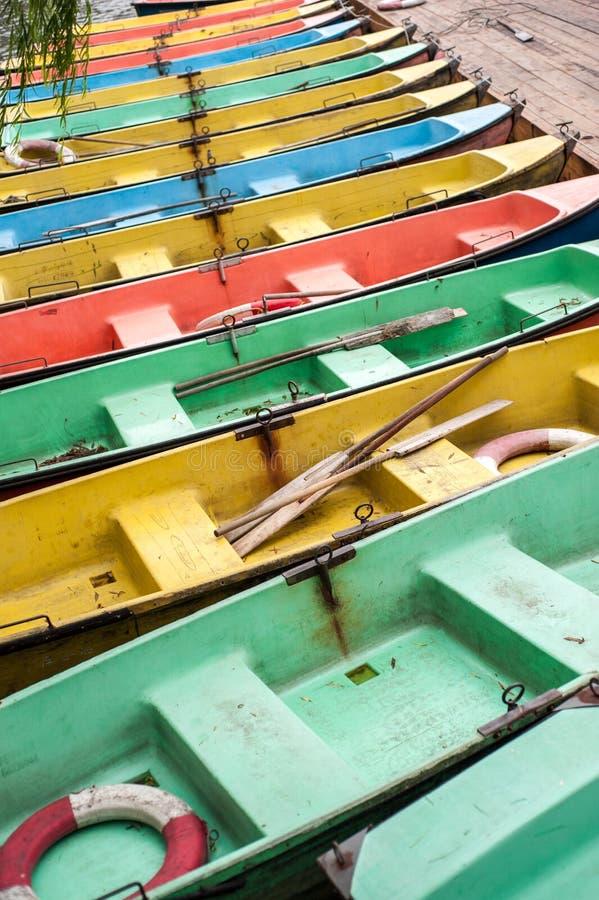 Colored boats stock image. Image of pier, colorful, rent - 63560287
