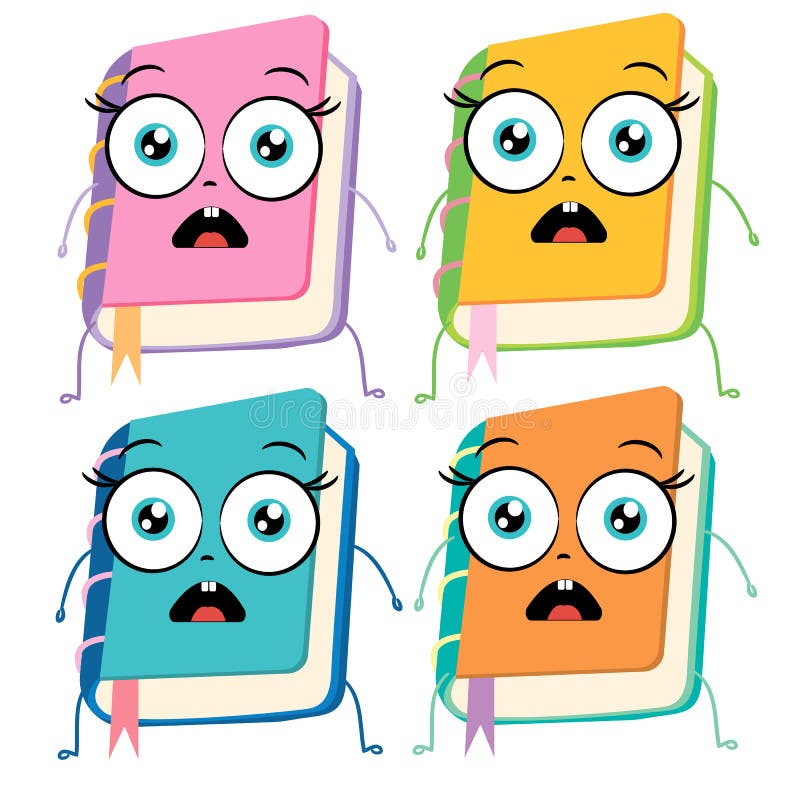 Colored Book with a Funny Face Isolated on White Background, Cartoon ...