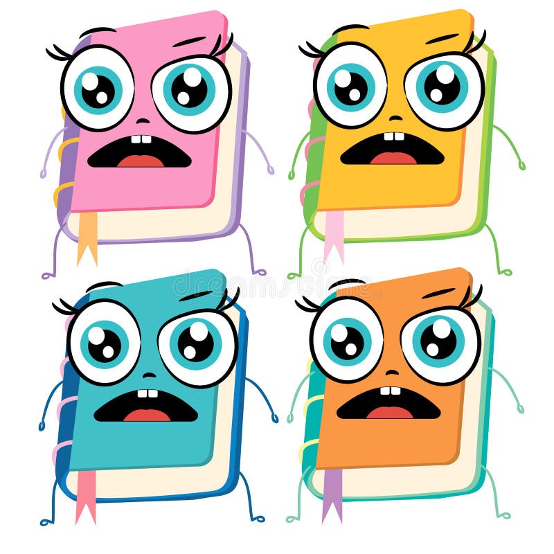 Colored Book with a Funny Face Isolated on White Background, Cartoon ...