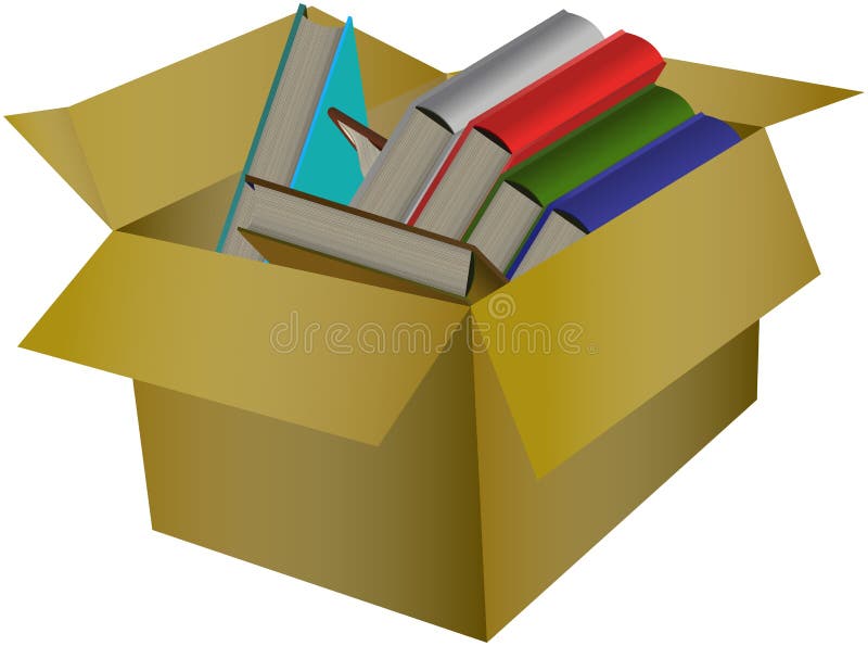Colored Books in the Cardboard Box Stock Illustration - Illustration of ...