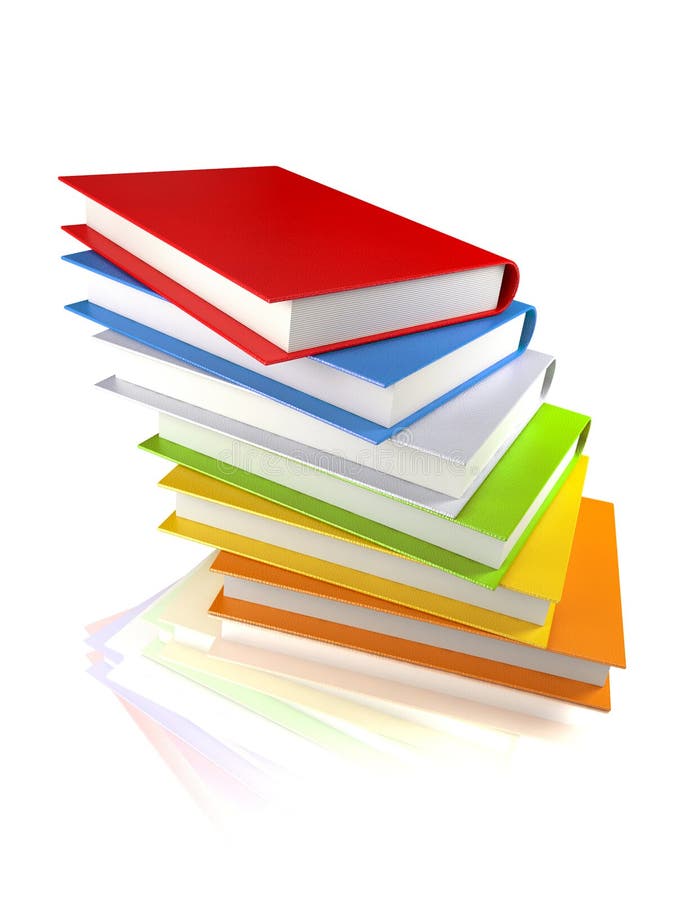 Colored Books on Glossy White Stock Image - Image of study, readings ...