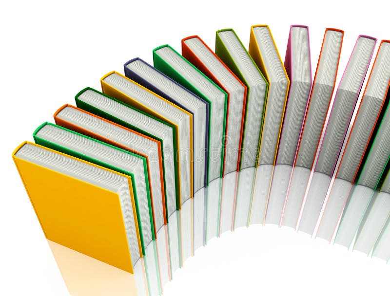 Colored Books on Glossy White Stock Illustration - Illustration of ...