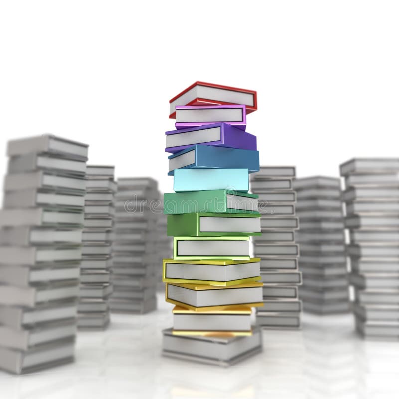 Colored books on white stock illustration. Illustration of white - 13418775