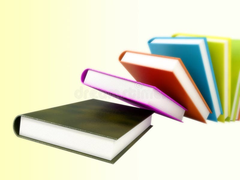 Colored books on white stock illustration. Illustration of intelligence ...