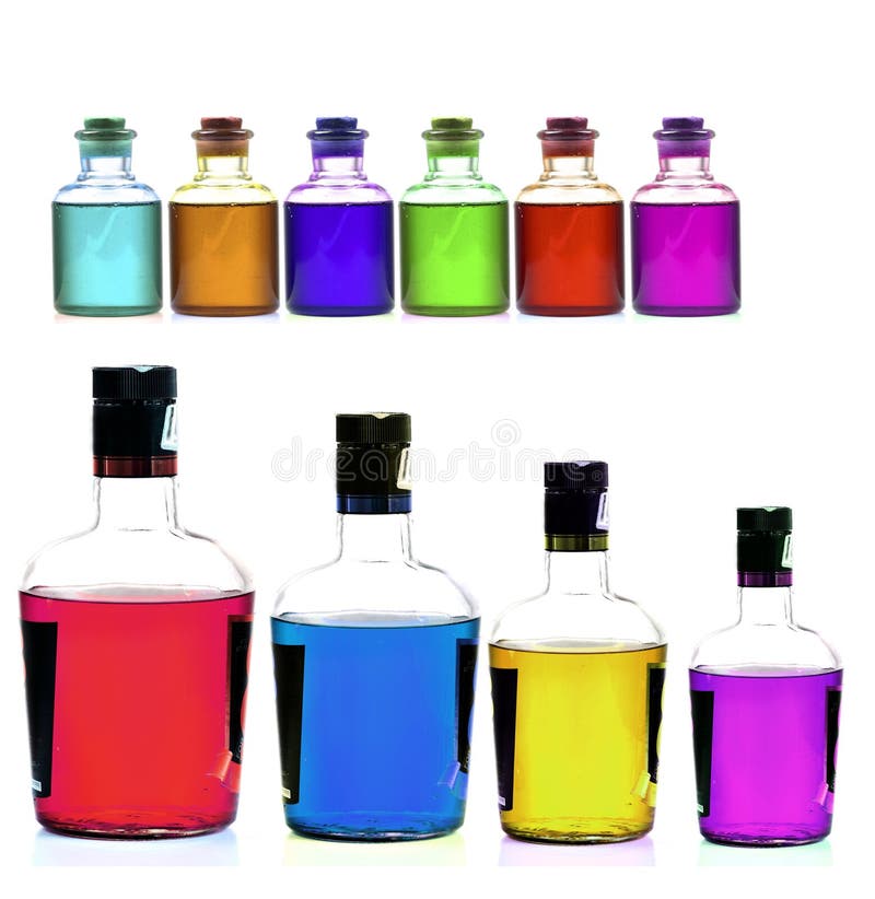 Colored Bottles stock image. Image of essential, medicine - 671871