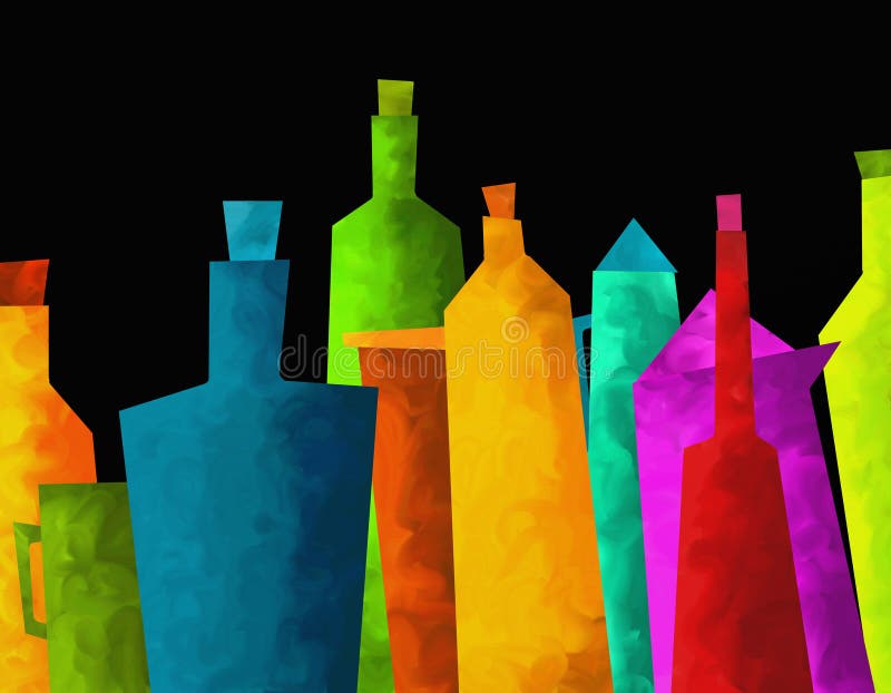 Colored Bottles Glassware Collection of Symbols Stock Vector ...