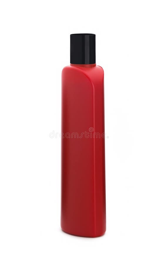 Red Cosmetic Bottles Isolated on White Stock Image - Image of closeup ...