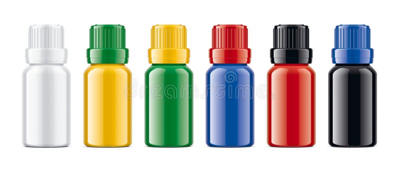 Colored Bottles Set. Glossy Surface, Non-transparent Version. Stock ...