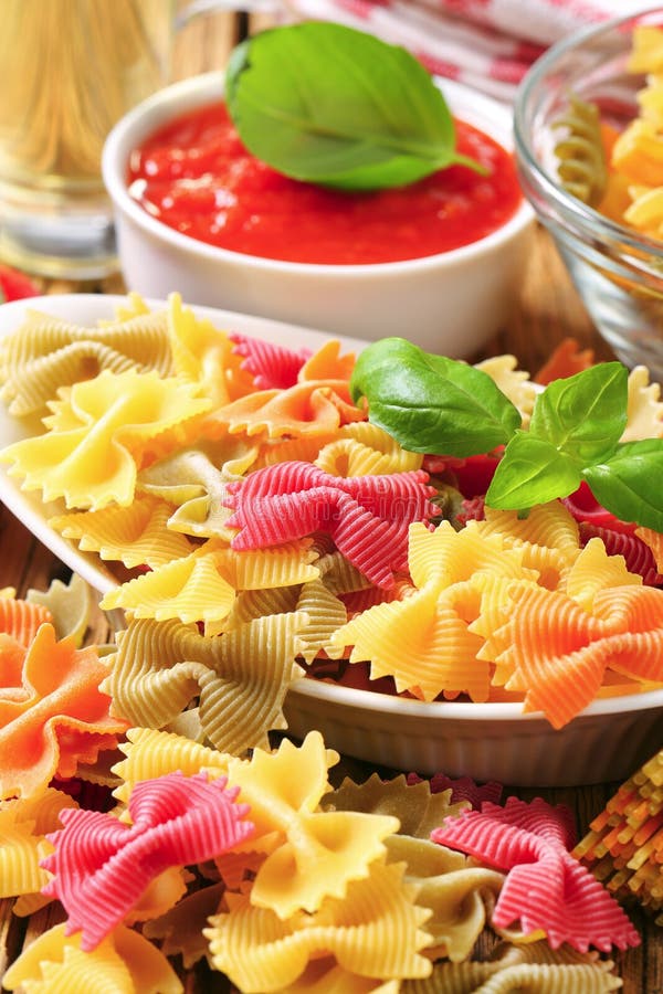 Colored bow tie pasta stock image. Image of uncooked - 41678575