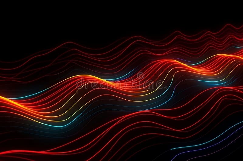 Colored Bright Lines on a Black Background. Generative AI. Stock ...