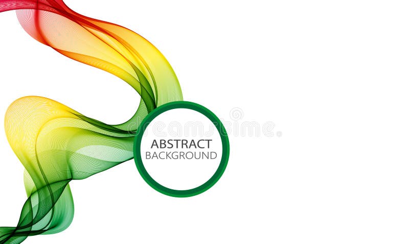 Colored Bright Wave on a White Background, Green Yellow Red Wave Lines ...