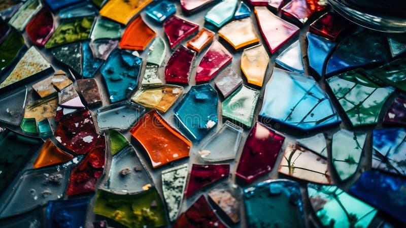 Colored Broken Glass. Generative AI Stock Illustration - Illustration ...