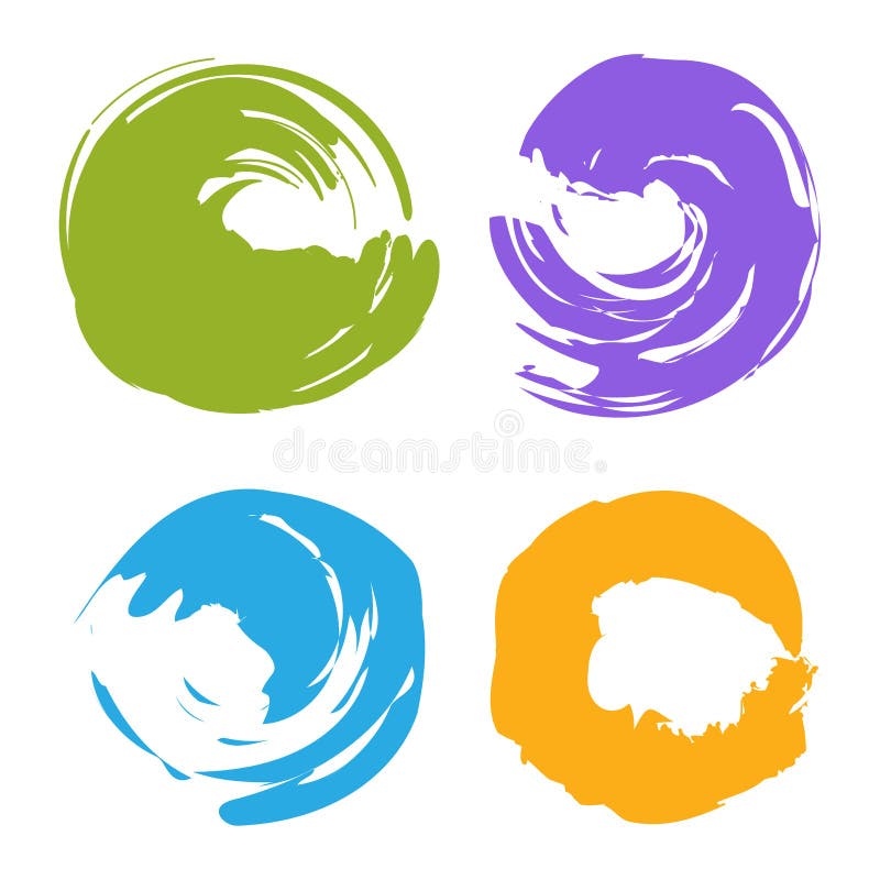Colored Brush Circles. Round Shape. Round Frame Set. Vector ...