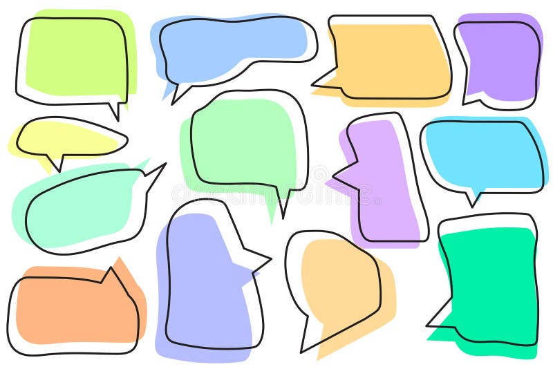 Colored Bubble Messages in Modern Style. Dialog, Chat Speech Bubble ...