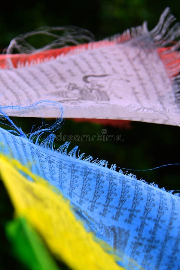 Colorful Buddhist Prayer Flags Stock Photo - Image of material, flags ...