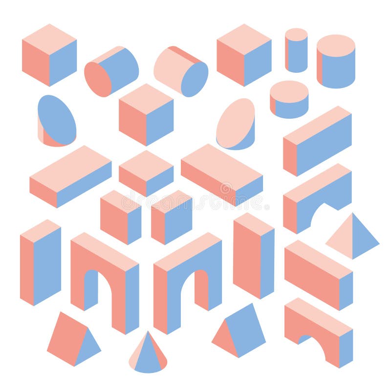 Colored Building Blocks for Construction. Vector Set. 3d Isometric ...