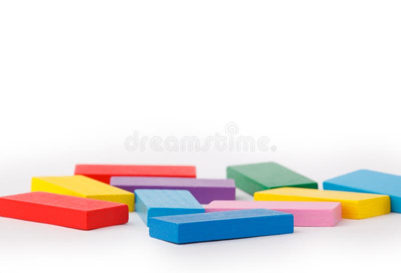 Colored Building Blocks of Wood Stock Image - Image of equilibrium ...