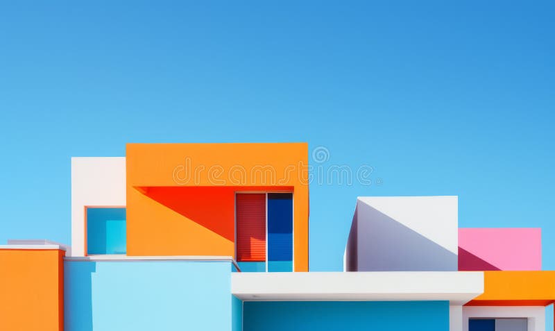 Colored Buildings. Abstract Modern Architecture, Minimalistic Style ...