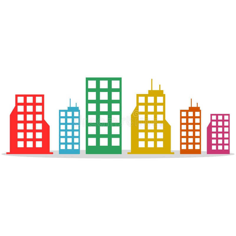 Colored Buildings, Flat Style Stock Illustration - Illustration of logo ...