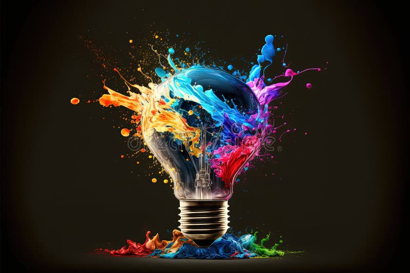 Colored bulb graphics idea stock illustration. Illustration of person ...