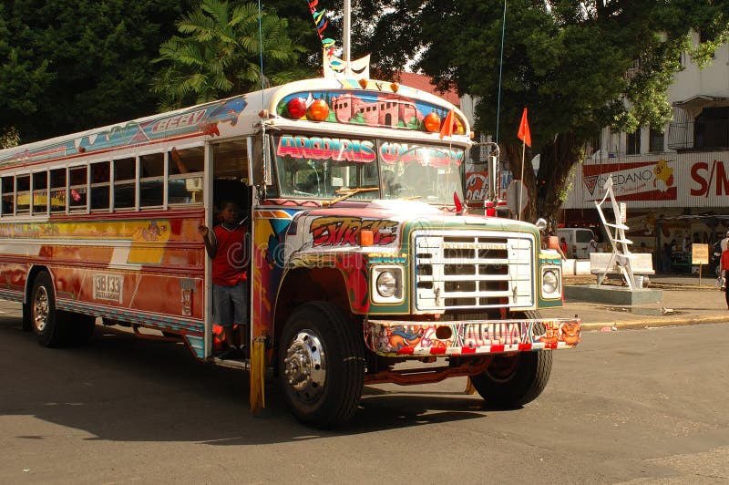 Colored Bus Children, Colon Panama Editorial Stock Photo - Image of ...