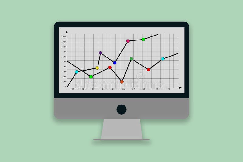 Colored Business Graph on a Computer Screen, Illustration Stock ...