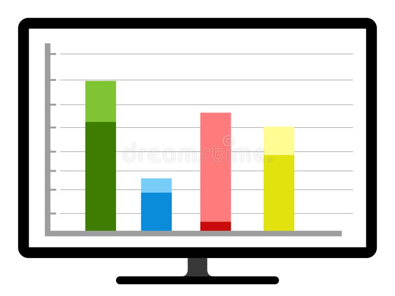 Colored Business Graph on a Computer Screen Stock Vector - Illustration ...