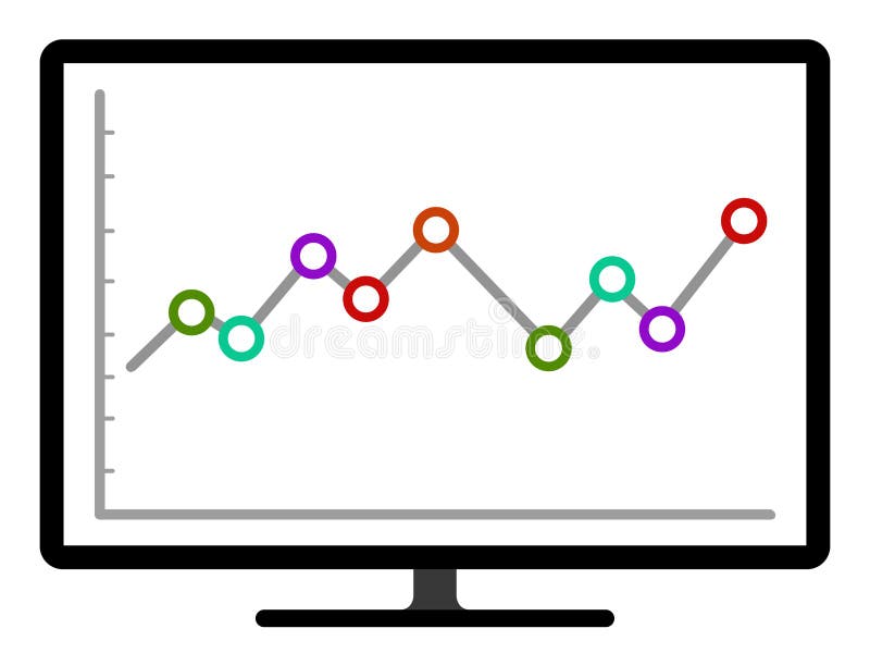 Graph on Computer Monitor Financial Vector Icon Stock Vector ...