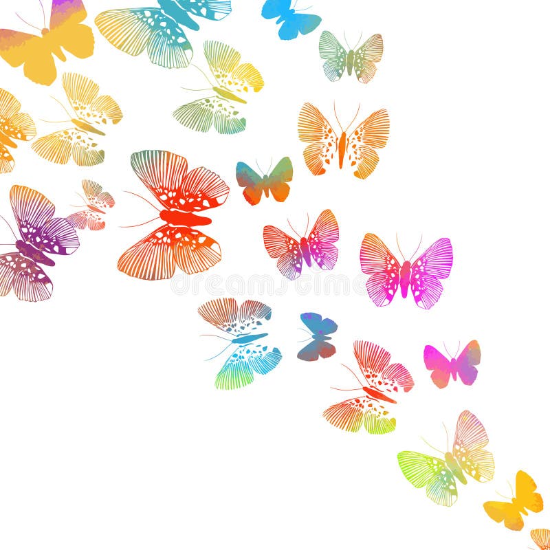 Colored Butterflies. Hand Drawing. Not AI. Vector Illustration Stock ...