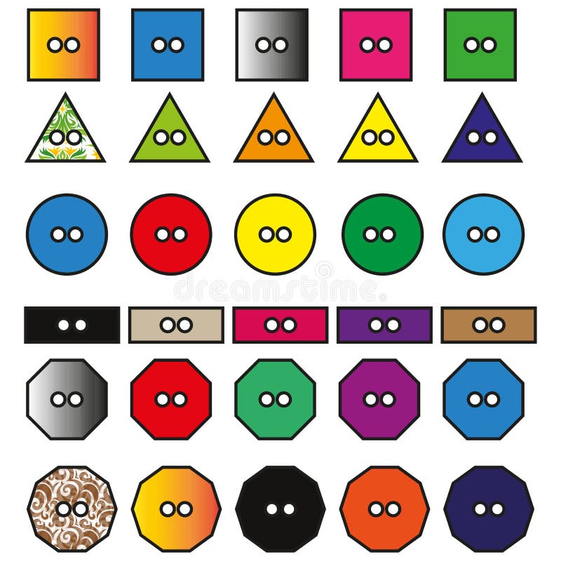 Colored Buttons for Clothes of Different Shapes. Button for Textile ...