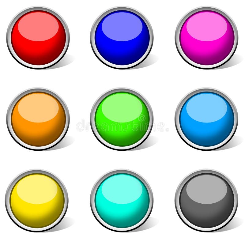 Colored Buttons Collection, Glossy Stock Illustration - Illustration of ...