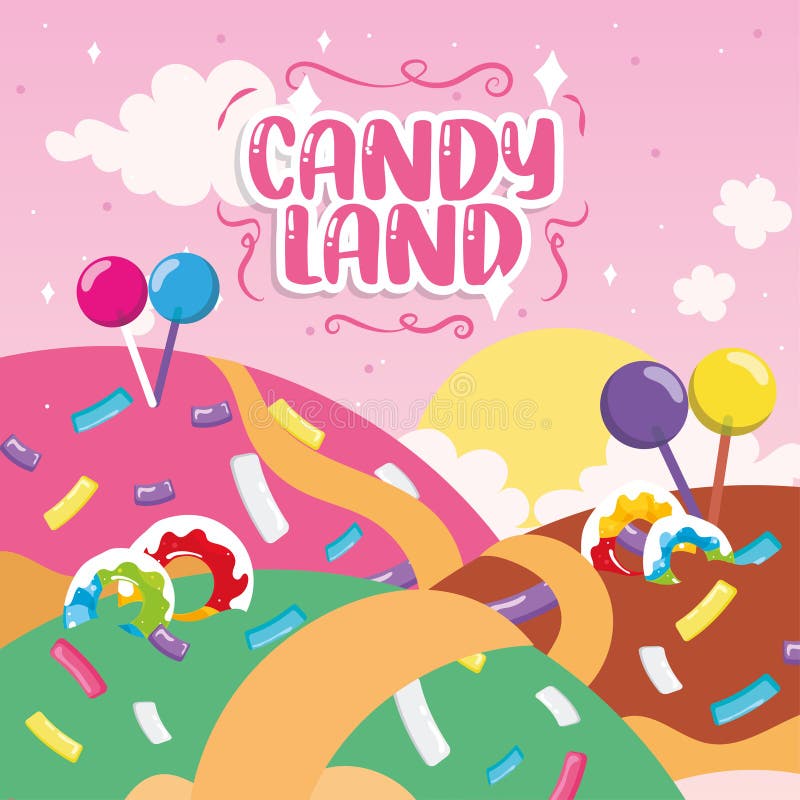 Colored Candy Land Landscape View Vector Stock Vector - Illustration of ...