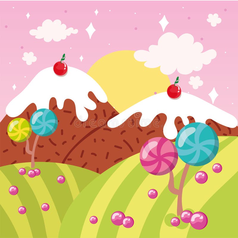 Colored Candy Land Landscape View Vector Stock Vector - Illustration of ...