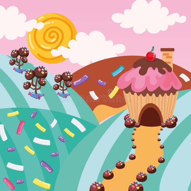 Colored Candy Land Landscape View Vector Stock Vector - Illustration of ...