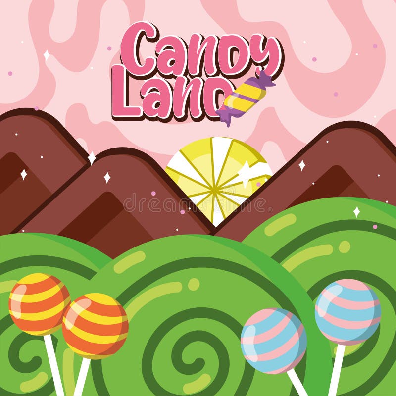 Colored Candy Land Landscape View Vector Stock Vector - Illustration of ...