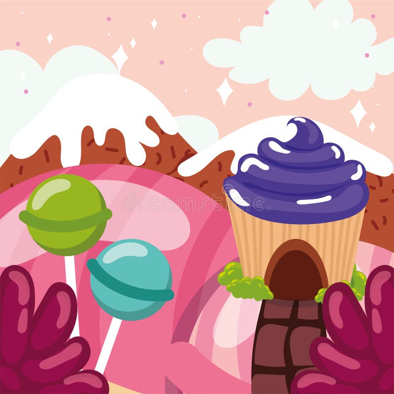 Colored Candy Land Landscape View Vector Stock Vector - Illustration of ...