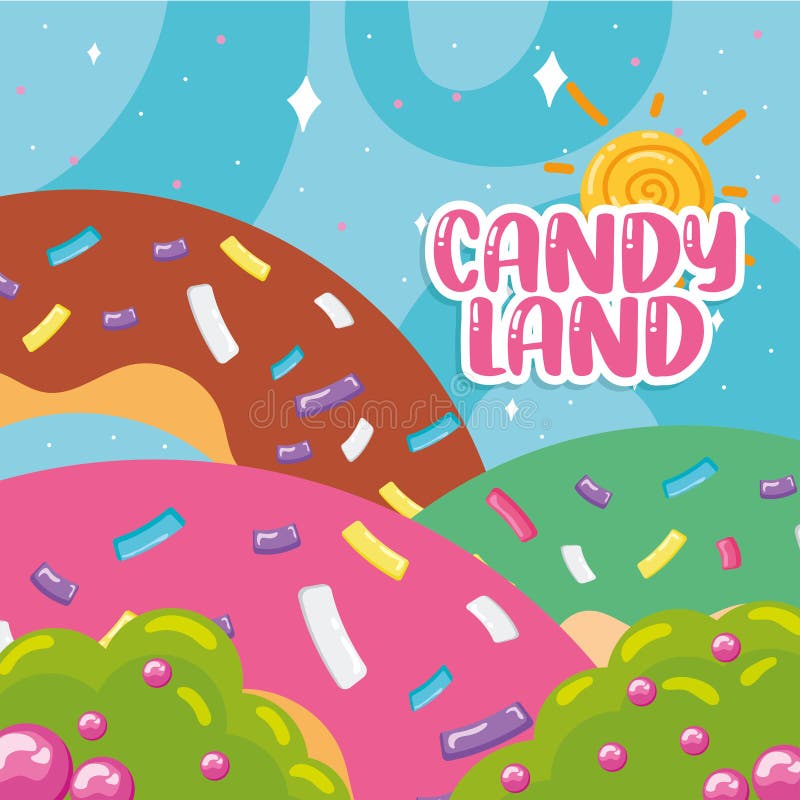 Colored Candy Land Landscape View Vector Stock Vector - Illustration of ...