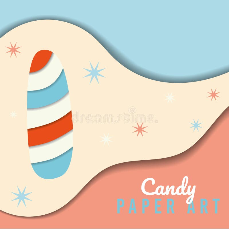 Colored Candy Paper Art Background with a Marshmallow Vector Stock ...