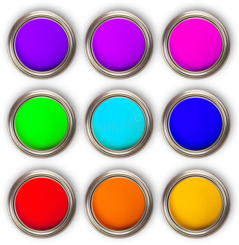 Paint Cans Cool Colors Palette Stock Photo - Image of green, palette ...