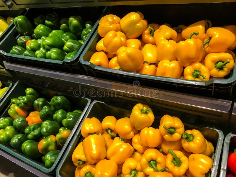 Colored Capsicum in Vegetable Market Stock Image - Image of cooking ...