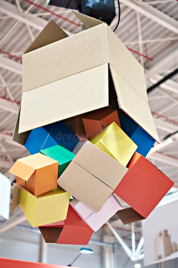Colored cardboard boxes stock photo. Image of cardboard - 381927702