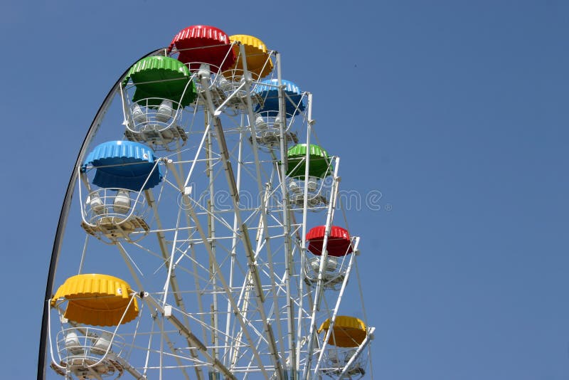 Colored Carousel Circle Viewing on a Background of Blue Sky Stock Image ...
