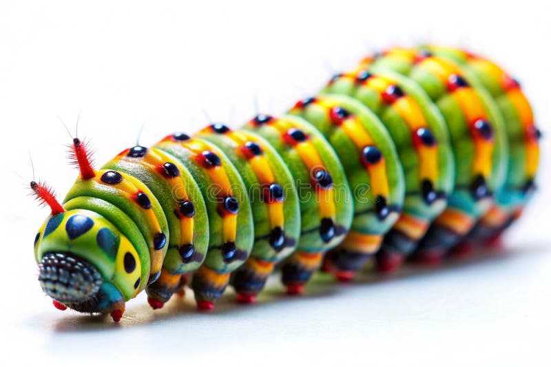 Colored Caterpillar on a White Background AI-Generated Content Stock ...