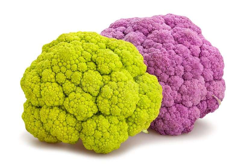 Colored Cauliflower Path Isolated on White Top View Stock Image - Image ...