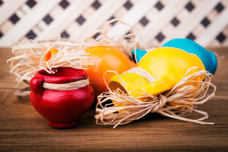 Colored ceramic clay pots stock image. Image of clay - 60264015