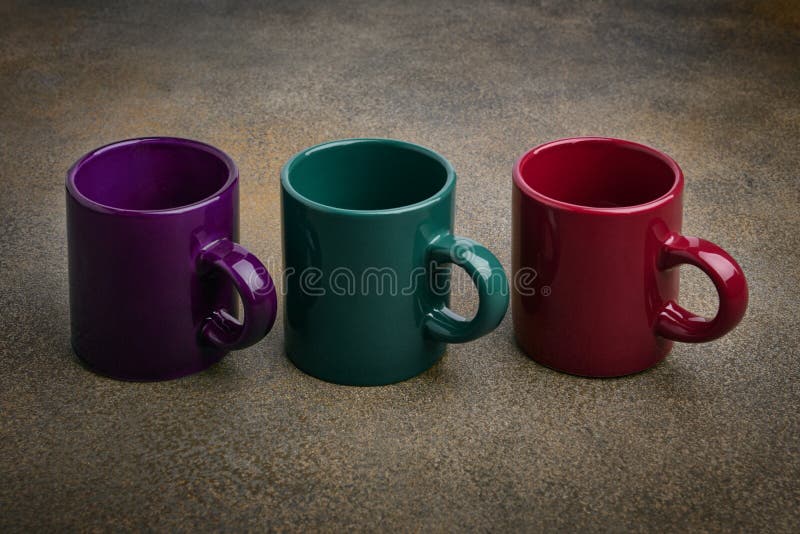 Colored Ceramic Mugs Close Up Stock Photo - Image of drink, ceramic ...