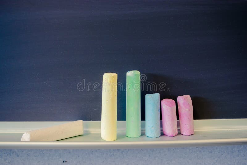 Colored Chalk on a School Blackboard Stock Illustration - Illustration ...