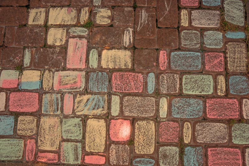Colored chalk on pavement stock image. Image of playground - 58853945