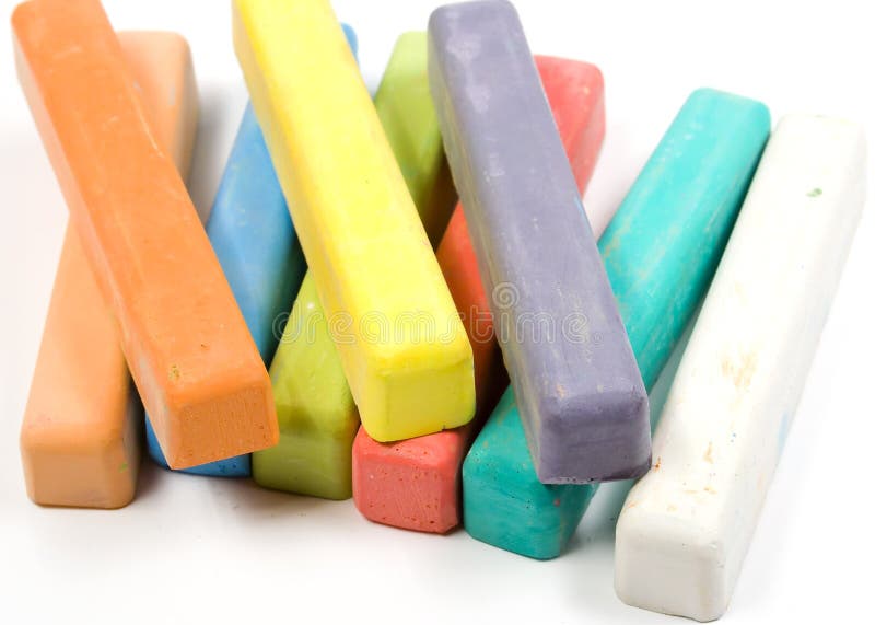 Colored chalk on white stock photo. Image of rainbow, saturated - 8154068
